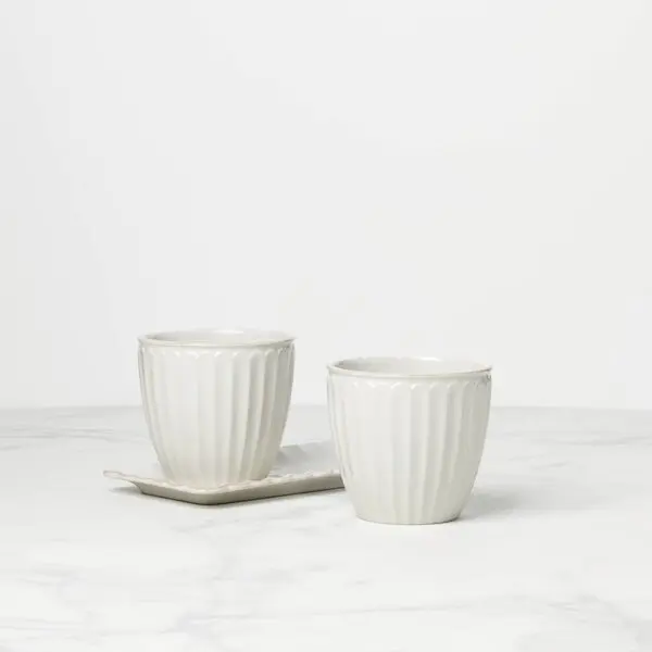 LENOX Set Of 2 French Perle Herb Pots With Tray