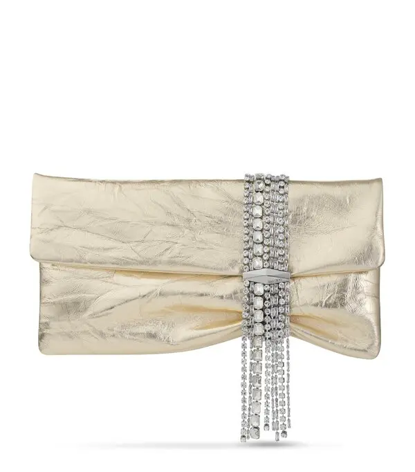 JIMMY CHOO Leather Zandra Clutch - Silver