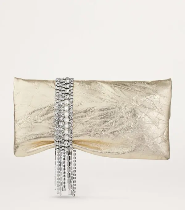 JIMMY CHOO Leather Zandra Clutch - Silver