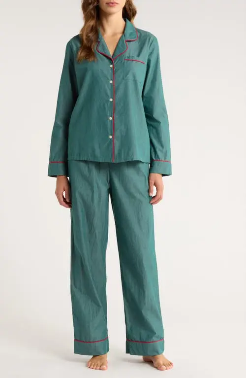 Nordstrom Classic Cotton Pajamas - Green Garnet Chambray
