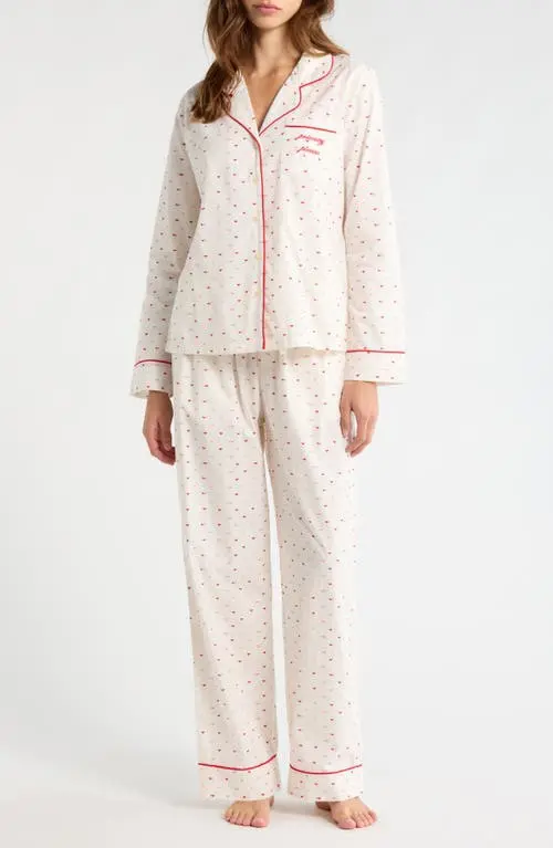 Nordstrom Classic Cotton Pajamas - Ivory Micro Hearts