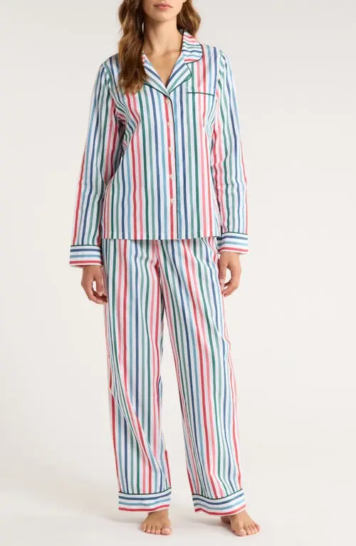 Nordstrom Classic Cotton Pajamas - Ivory- Red Multi Stripe