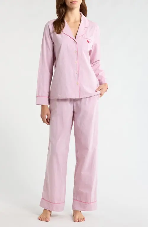 Nordstrom Classic Cotton Pajamas - Pink Chambray Double Hearts