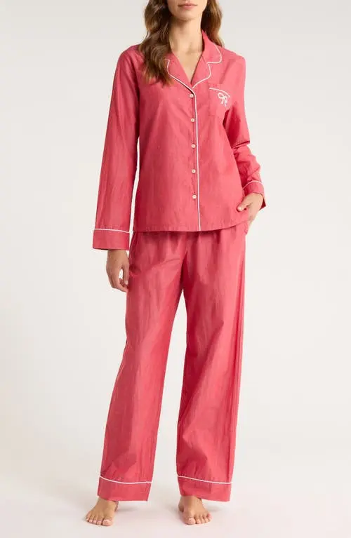 Nordstrom Classic Cotton Pajamas - Red Chambray Bow