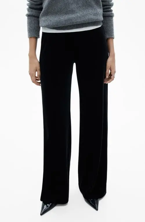 Mango Xenphant Stretch Velvet Wide Leg Pants