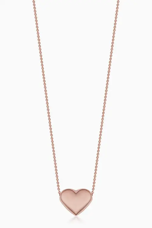 ORADINA 10k Gold Heart Pendant Necklace - Rose Gold