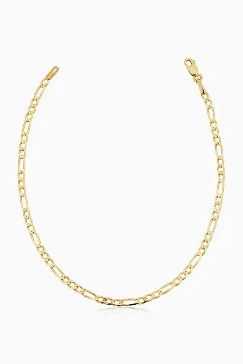ORADINA 10k Gold Florentine Figaro Petite Bracelet - Yellow Gold
