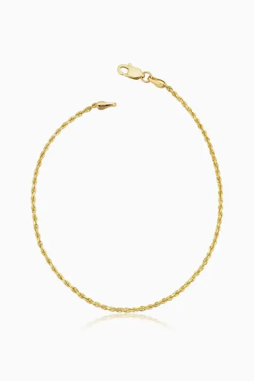 ORADINA 10k Gold Roman Rope Anklet - Yellow Gold