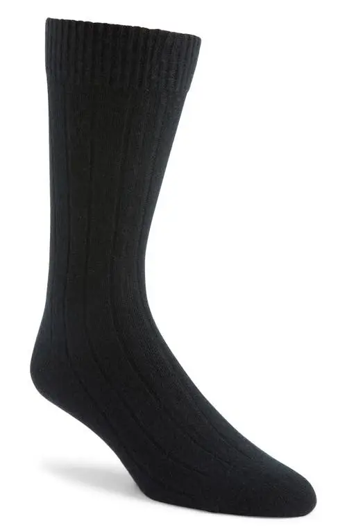 Nordstrom Ribbed Cashmere Blend Crew Socks - Black Caviar
