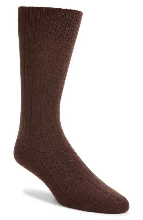 Nordstrom Ribbed Cashmere Blend Crew Socks - Brown Mole