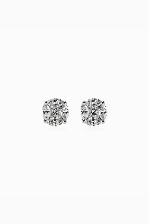 ORADINA 14k Gold Illusion Diamond Stud Earrings - White Gold - Diamonds