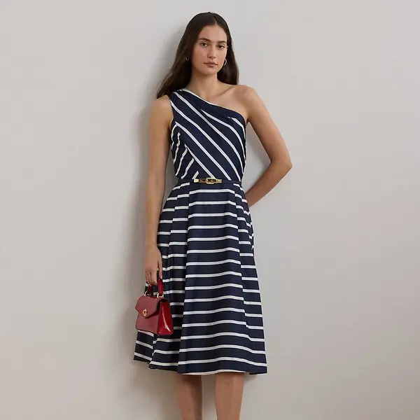 Striped Taffeta Cocktail Dress