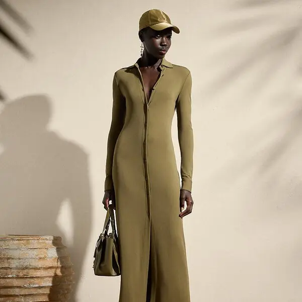 Ralph Lauren Jersey Long-Sleeve Day Dress In Moss - 30% Off | Editorialist