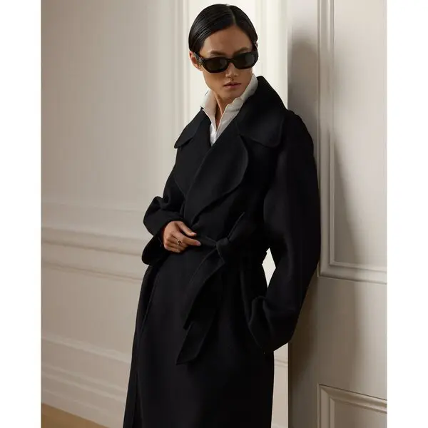 Ralph Lauren Leonarda Cashmere Wrap Coat - Black