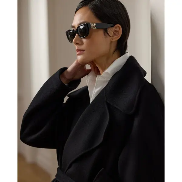 Ralph Lauren Leonarda Cashmere Wrap Coat - Black