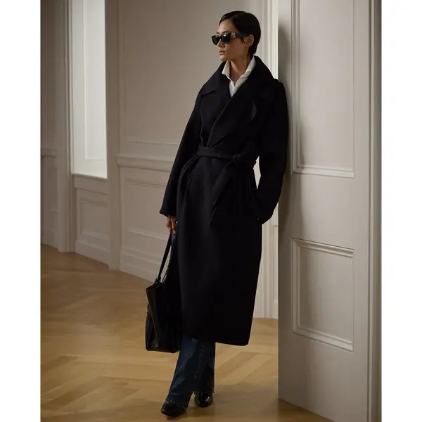 Ralph Lauren Leonarda Cashmere Wrap Coat - Black | Editorialist