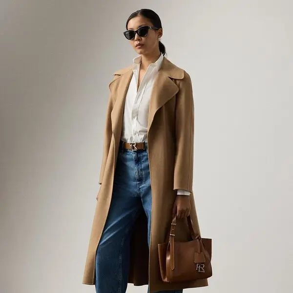 Ralph Lauren Leonarda Cashmere Wrap Coat - Camel