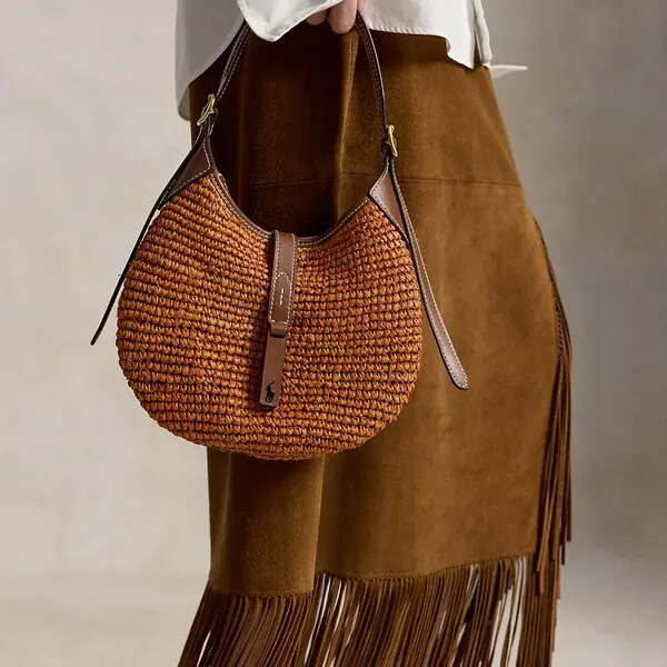 Ralph Lauren Polo Id Raffia Shoulder Bag - Sequoia/cuoio