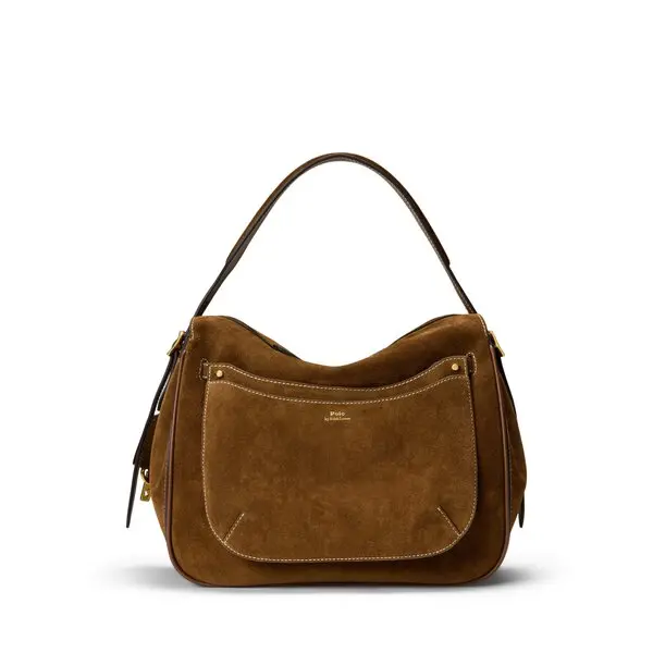 Ralph Lauren Polo Id Suede Satchel - Cinnamon/cuoio