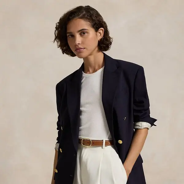 Ralph Lauren Double-breasted Stretch Wool Blazer
