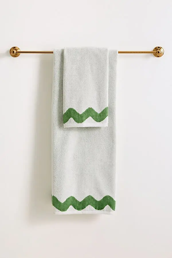 Maeve Scalloped Cotton Towel Collection - Green