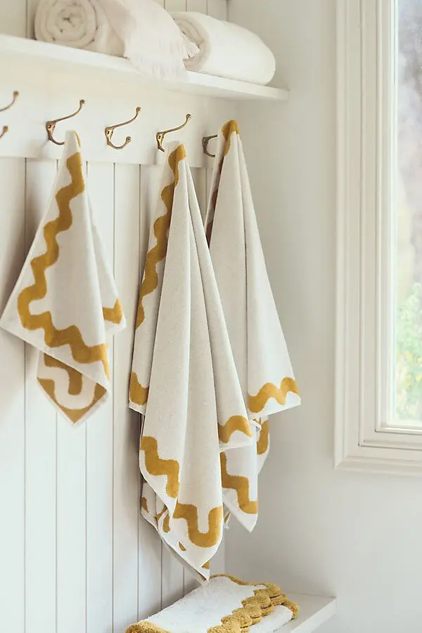 Maeve Scalloped Cotton Towel Collection - Ochre