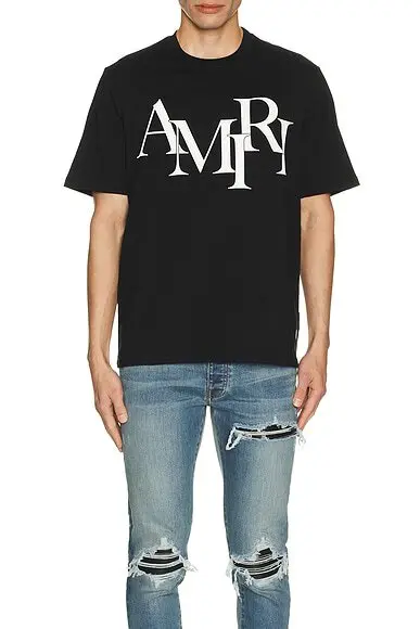 Amiri Staggered Logo Tee - Black