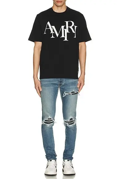 Amiri Staggered Logo Tee - Black