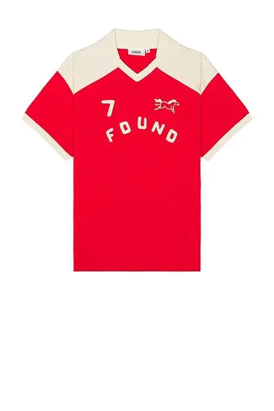 FOUND Goji Collar Print Jersey - Red