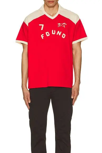 FOUND Goji Collar Print Jersey - Red
