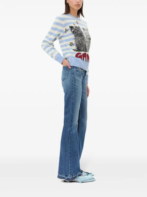 GANNI Mix Cats" Graphic Sweater - Blue