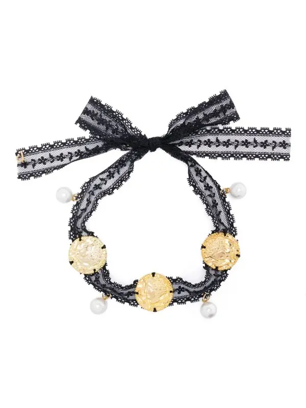 PARLOR Coin-appliqué Choker Necklace - Black