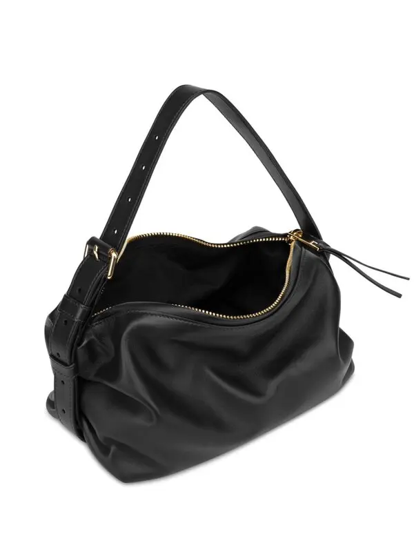 Moschino Tie Me Leather Shoulder Bag - Black