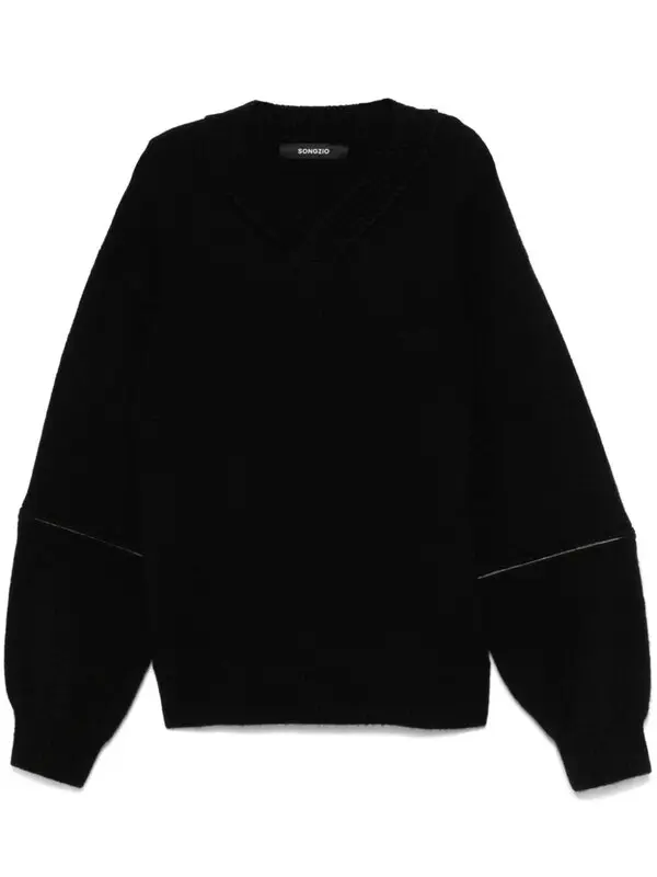 SONGZIO Ribbed V-neck Sweater