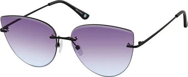 Zenni Oval Cat Eye Stainless Steel Sunglasses - Black
