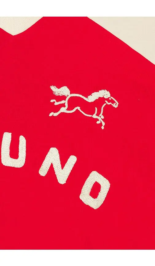 FOUND Goji Collar Print Jersey - Red