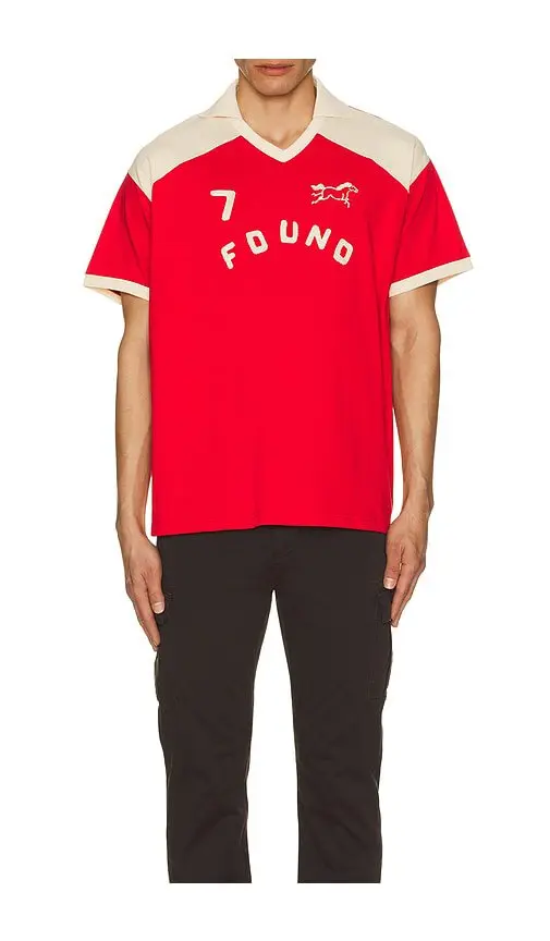 FOUND Goji Collar Print Jersey - Red
