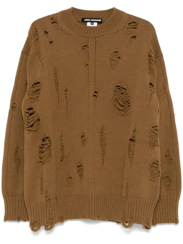 Junya Watanabe X Comme Des Garçons Ripped-detailed Sweater