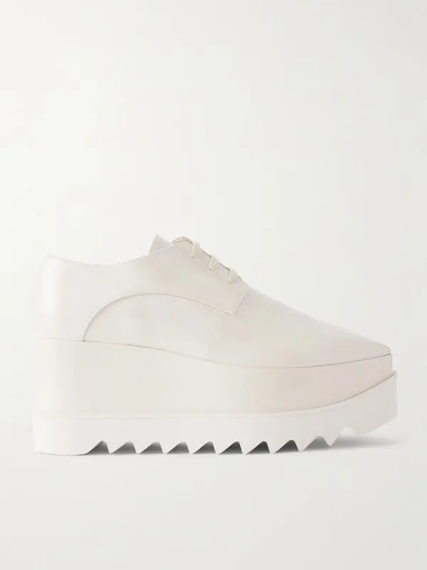 Stella McCartney Elyse Vegetarian Patent-leather Platform Brogues - Neutrals