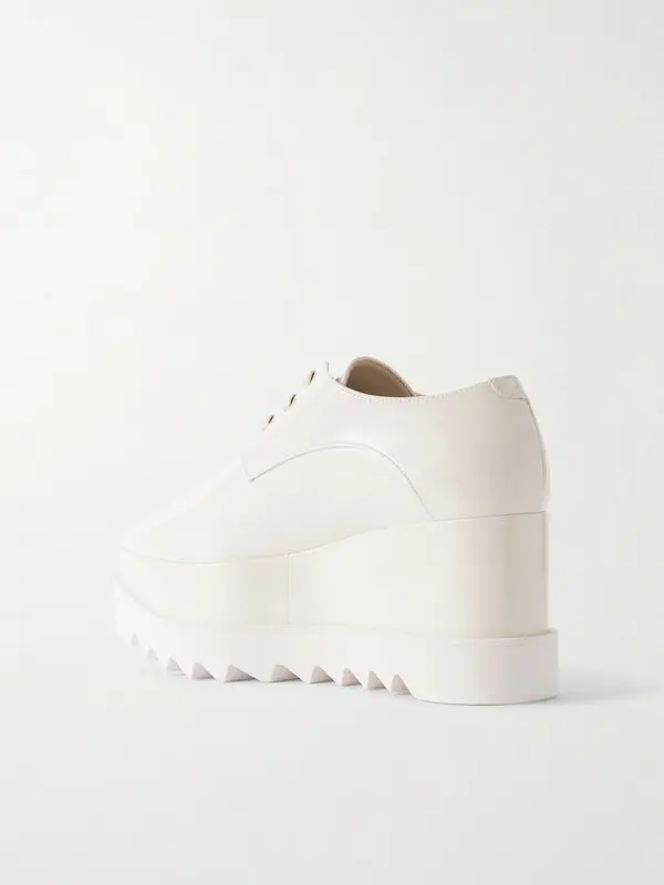 Stella McCartney Elyse Vegetarian Patent-leather Platform Brogues - Neutrals