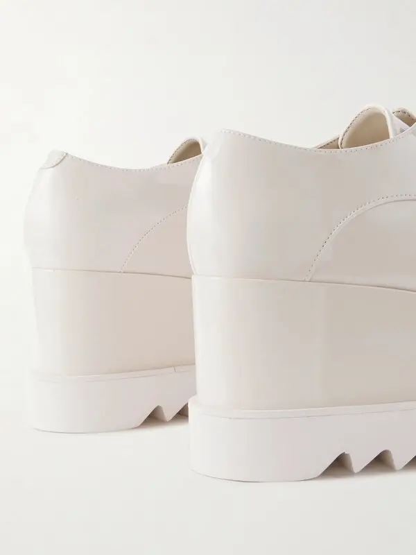 Stella McCartney Elyse Vegetarian Patent-leather Platform Brogues - Neutrals