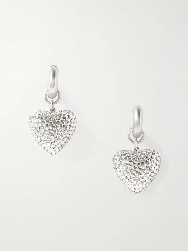 ROXANNE ASSOULIN The Dazzling Puffy Heart Hoop Earrings - Silver