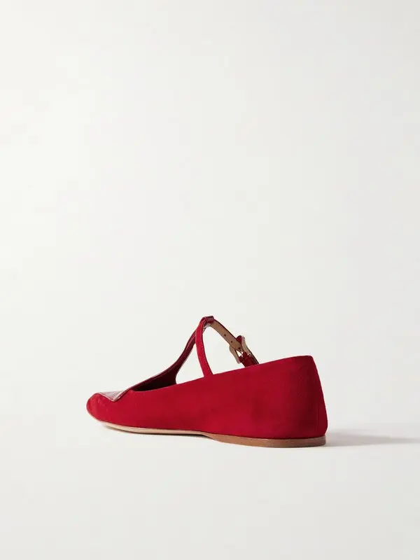 Gabriela Hearst Liv Suede Mary Jane Ballet Flats - Red