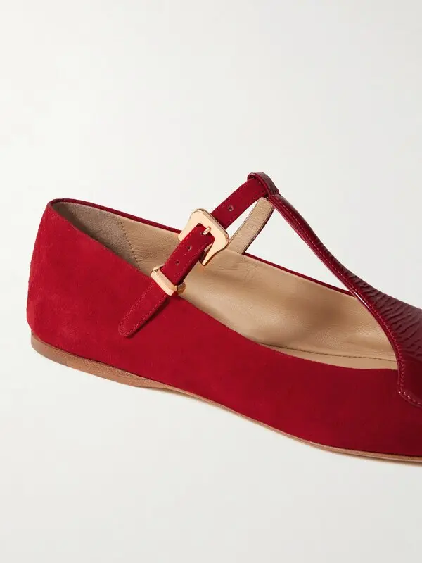 Gabriela Hearst Liv Suede Mary Jane Ballet Flats - Red