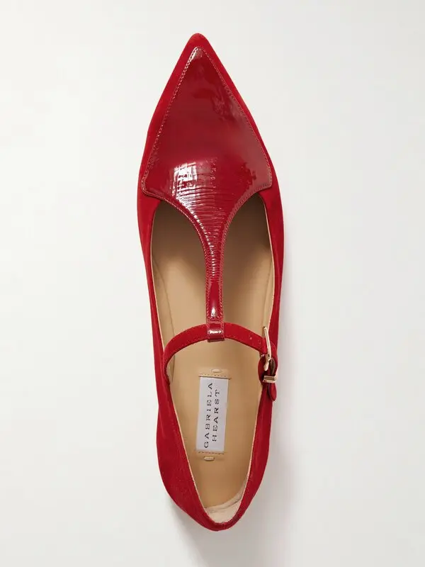 Gabriela Hearst Liv Suede Mary Jane Ballet Flats - Red
