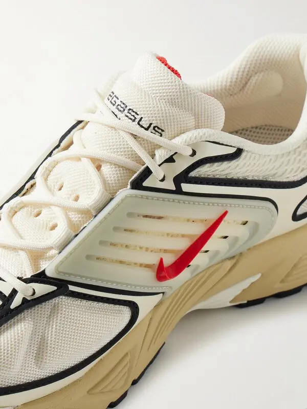 Nike Pegasus Wave Mesh And Faux Leather Sneakers - Neutrals