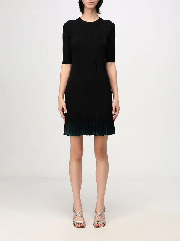 armani dress black Exchange belted a-line midi in defined shape Dress with V-shaped back brand