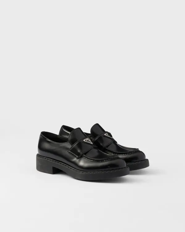 Prada Chocolate Brushed Leather Loafers