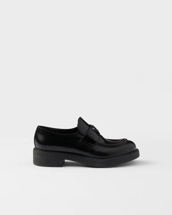 Prada Chocolate Brushed Leather Loafers