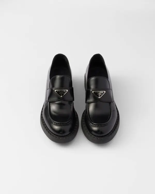 Prada Chocolate Brushed Leather Loafers
